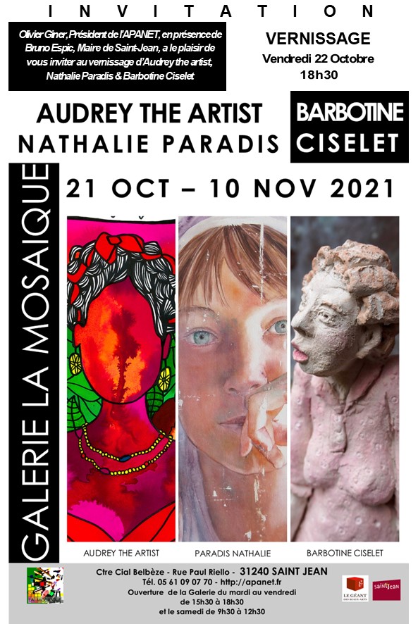 INVITATION AU VERNISSAGE Audrey The Artist, Nathalie Paradis, Barbotine ...